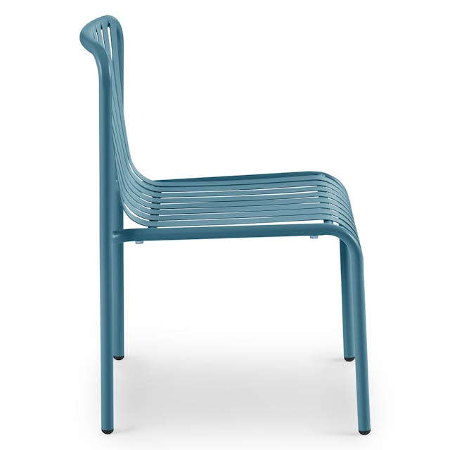 Sarek Peacock Blue Outdoor Stackable Metal Dining Chair | Article