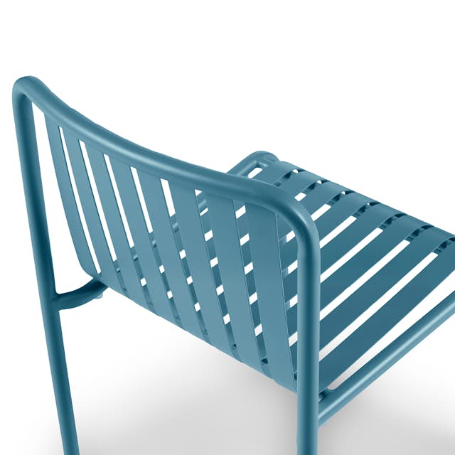 Sarek Peacock Blue Outdoor Stackable Metal Dining Chair | Article
