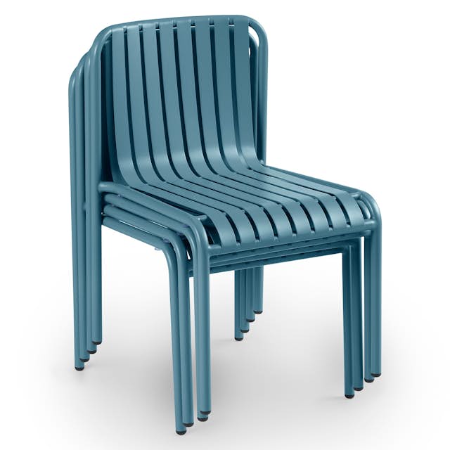 Sarek Peacock Blue Outdoor Stackable Metal Dining Chair | Article