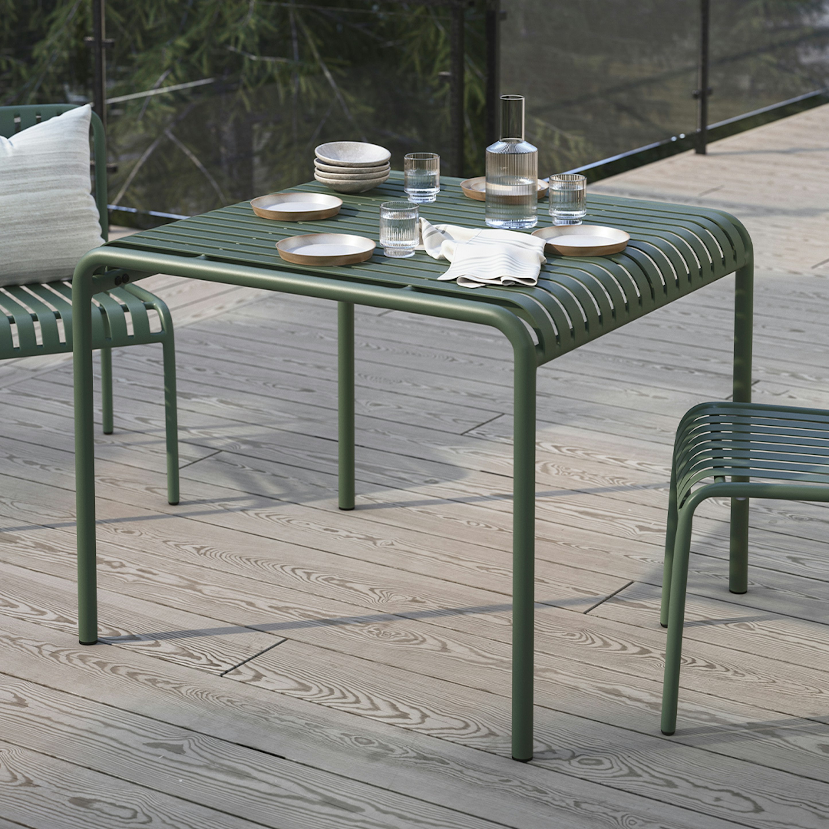 Green metal outdoor table store