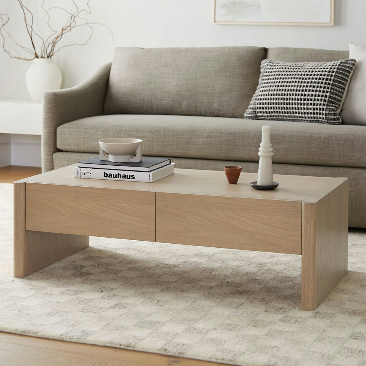 Torme White Oak 2-Drawer Storage Coffee Table | Article