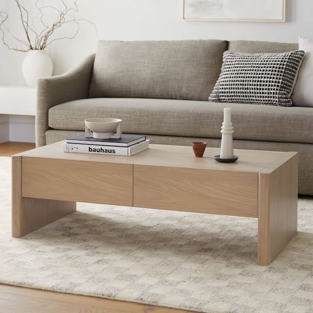 Torme White Oak 2-Drawer Storage Coffee Table | Article
