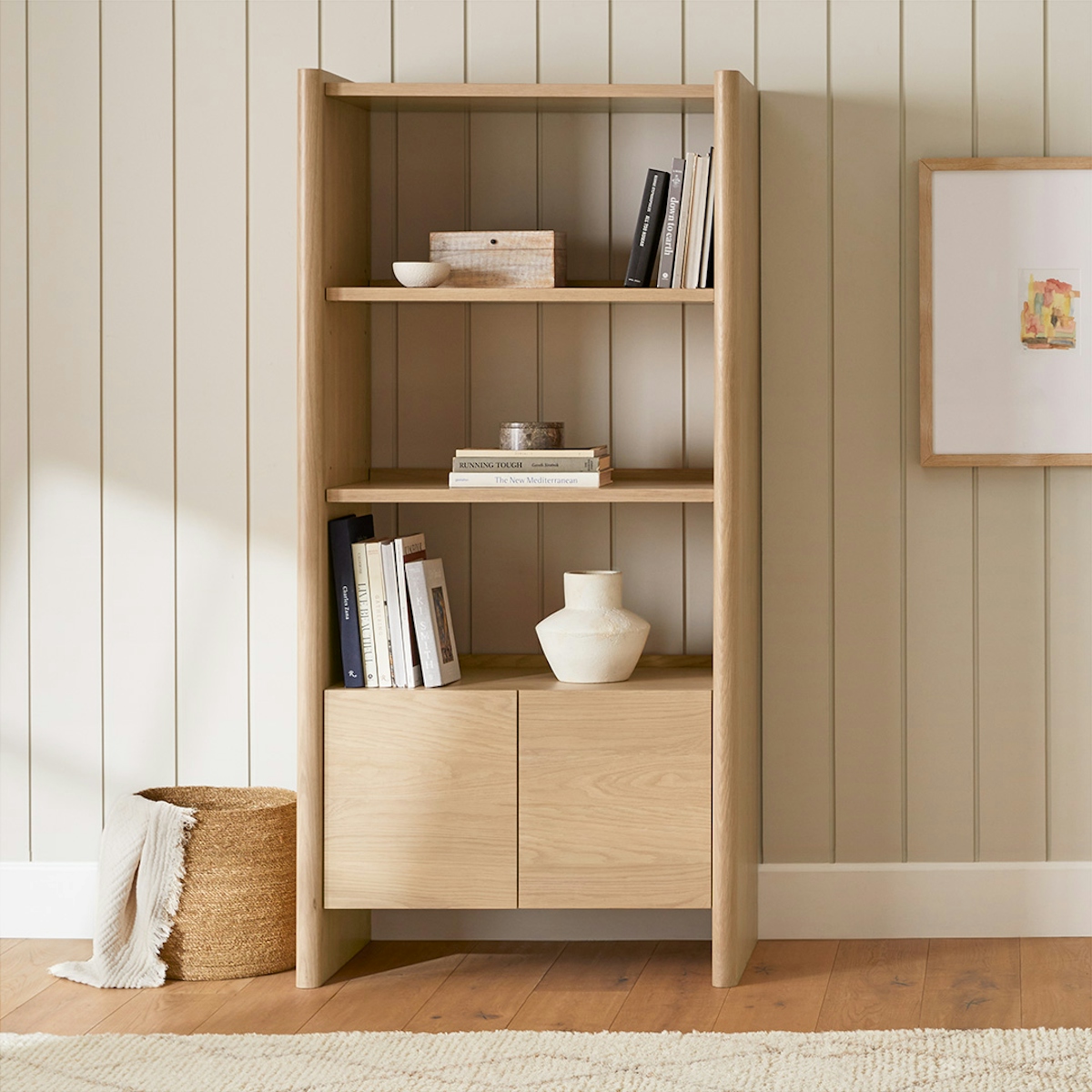 Torme White Oak Tall Bookcase | Article