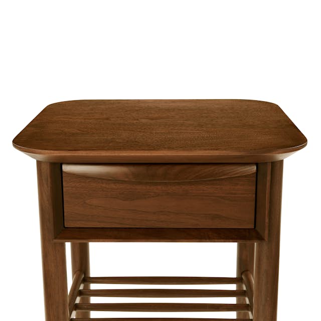 Lenia Walnut Wood Storage Side Table | Article