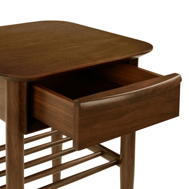 Lenia Walnut Wood Storage Side Table | Article