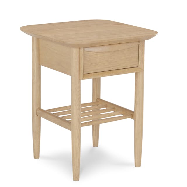 Lenia White Oak Wood Storage Side Table | Article