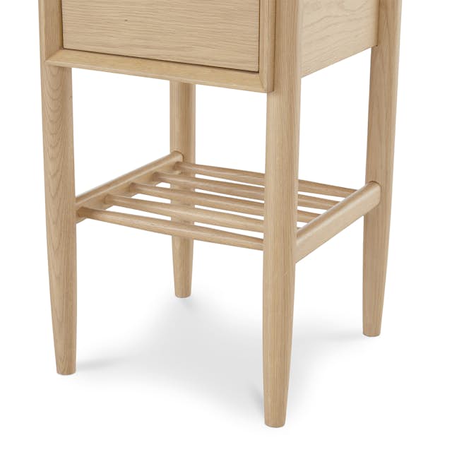 Lenia White Oak Wood Storage Side Table | Article