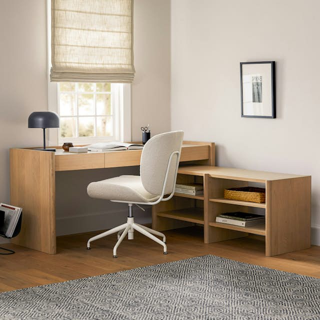Torme White Oak Scandinavian Storage Computer Desk | Article