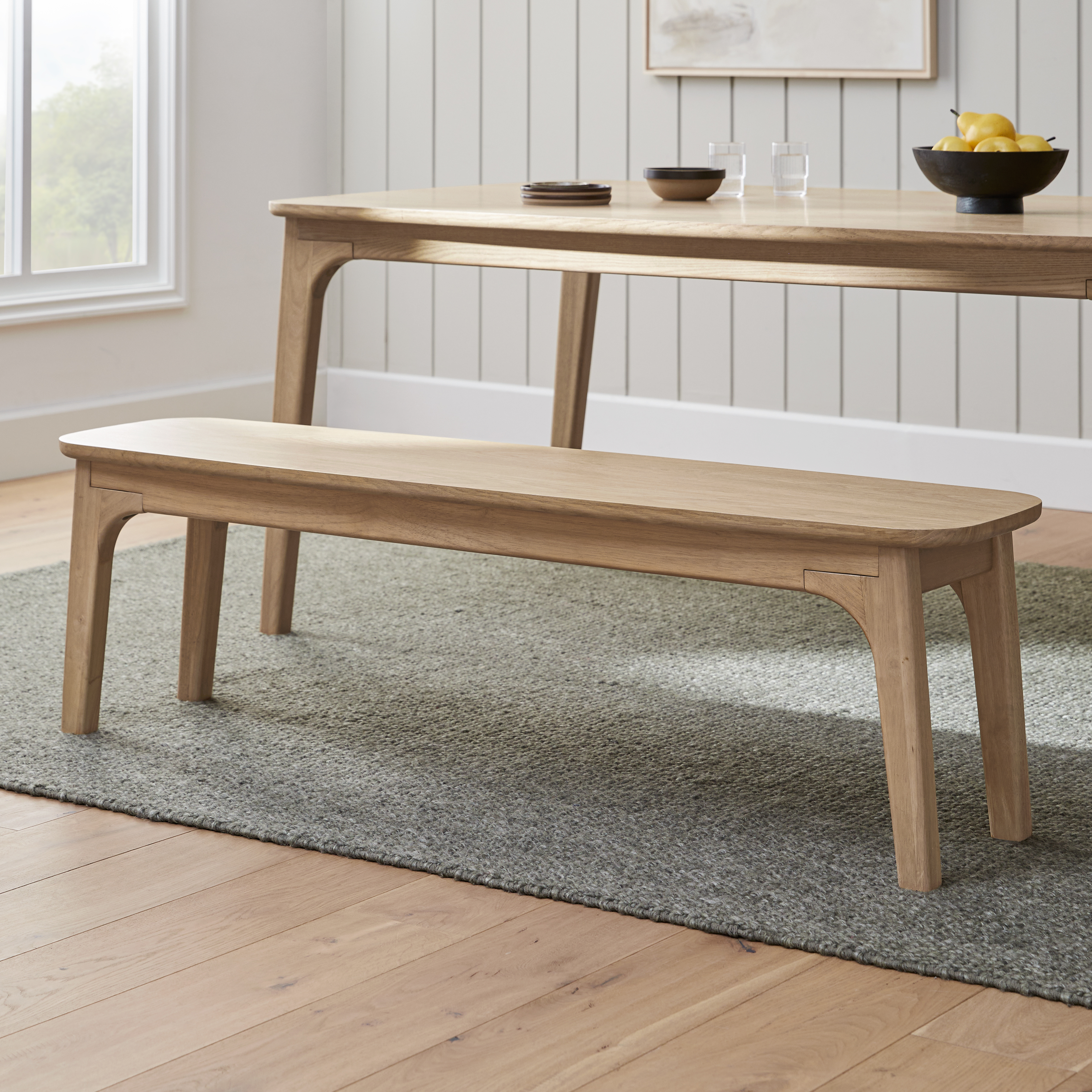White oak dining table with bench store