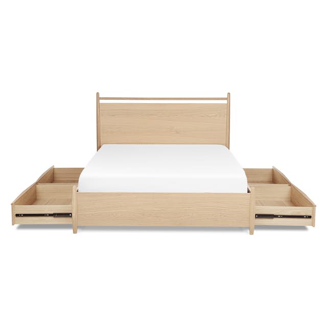 Lenia Panel White Oak Queen Storage Bed | Article