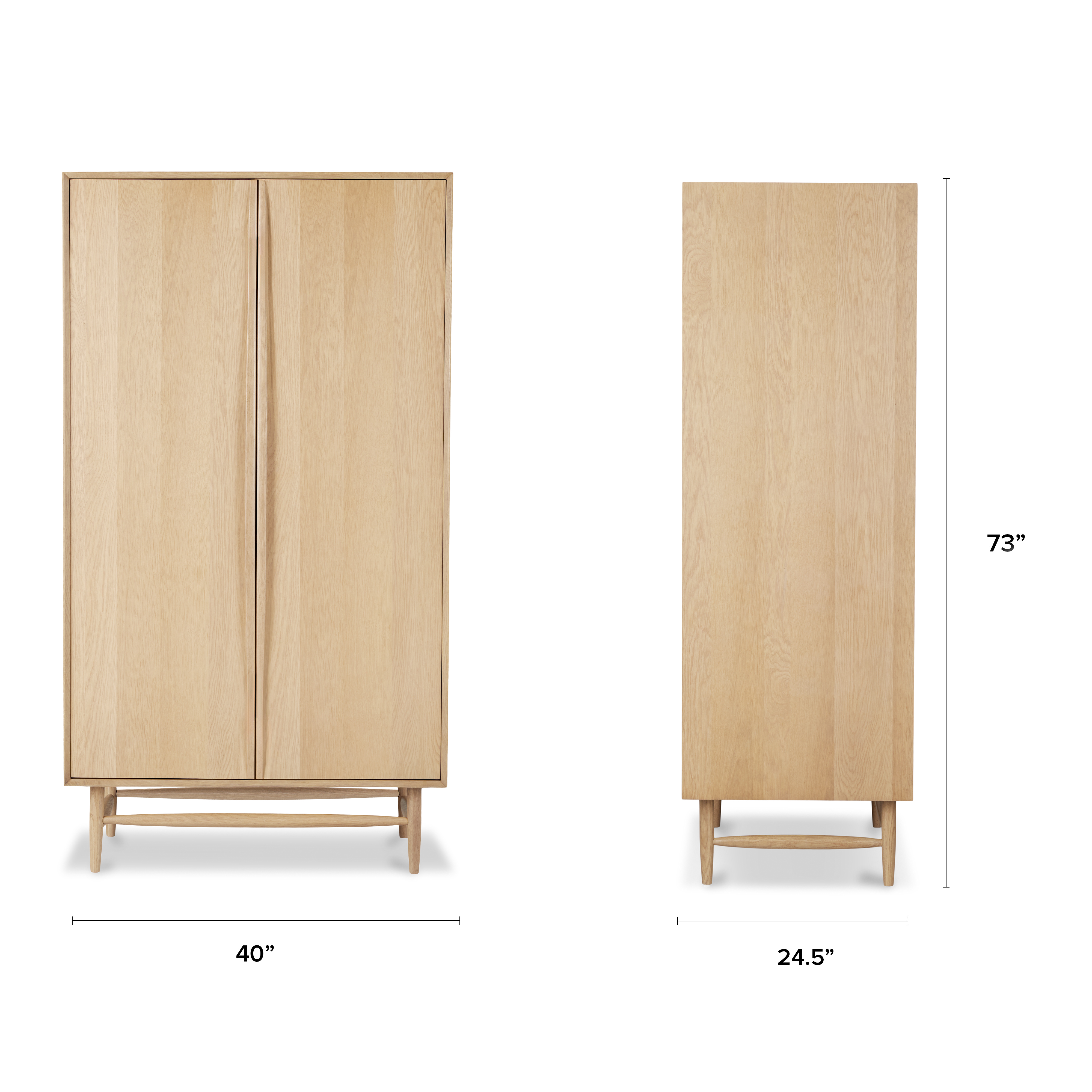 Lenia White Oak Wood Armoire Wardrobe Article Mid Century Modern Bedroom Furniture