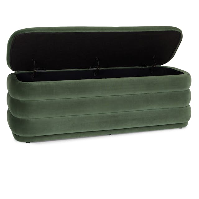 Rolph Plush Pacific Green Velvet Storage Bench | Article