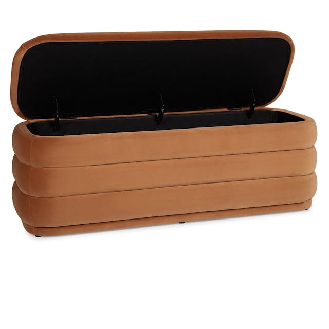 Rolph Plush Pacific Rust Velvet Storage Bench | Article