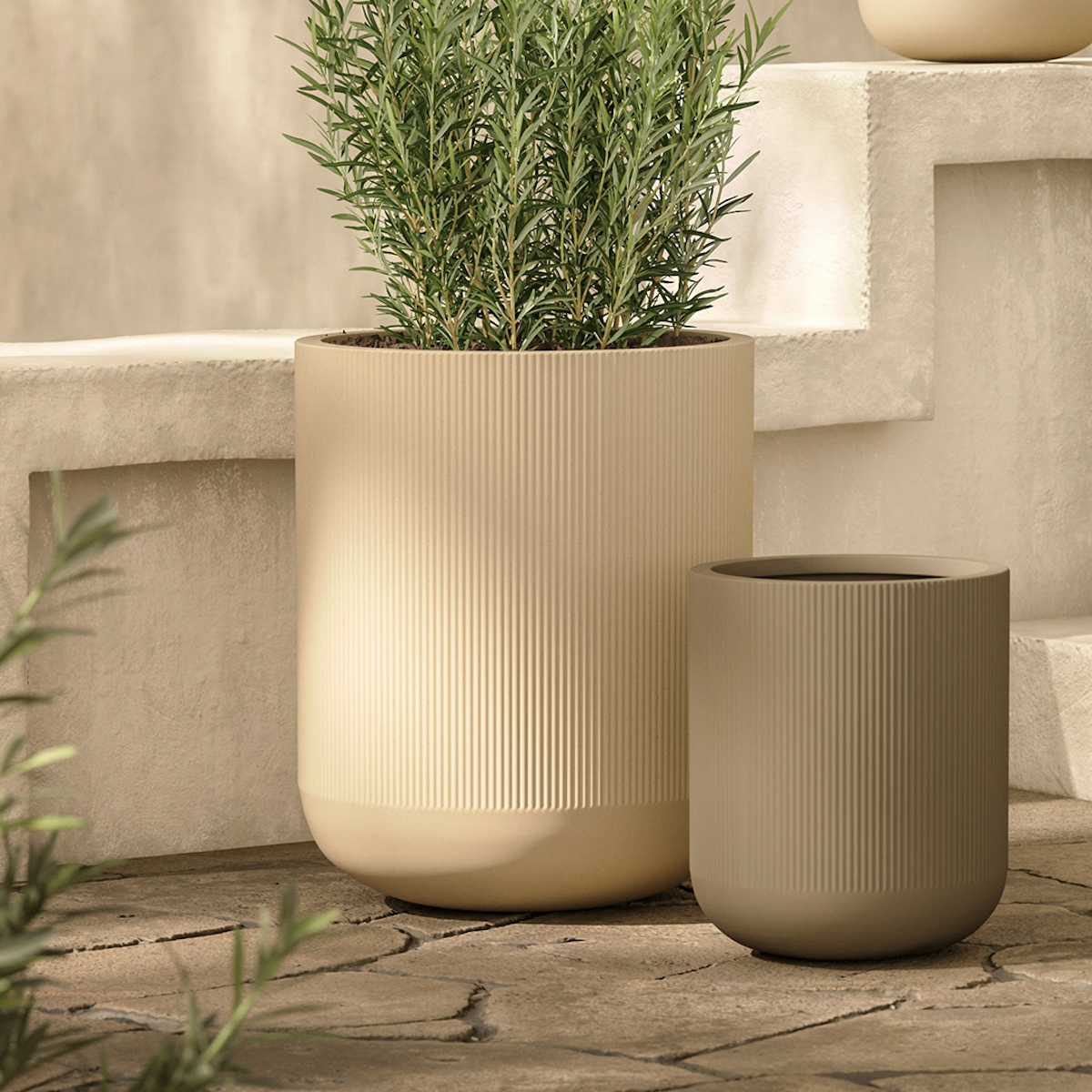 Reya Limestone Cream Large Outdoor Planter | Article