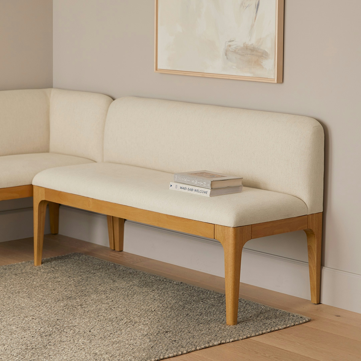Rosin Sand Ivory and Oak 53" Armless Banquette | Article