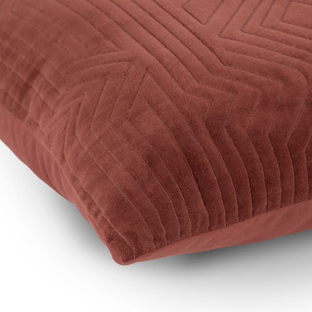 Grilo Ruby Red Patterned Cotton Velvet Throw Pillow | Article