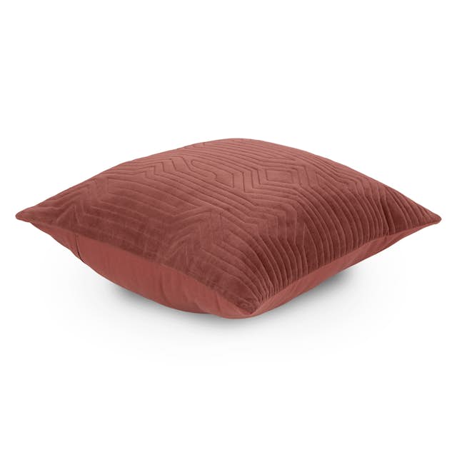 Grilo Ruby Red Patterned Cotton Velvet Throw Pillow | Article
