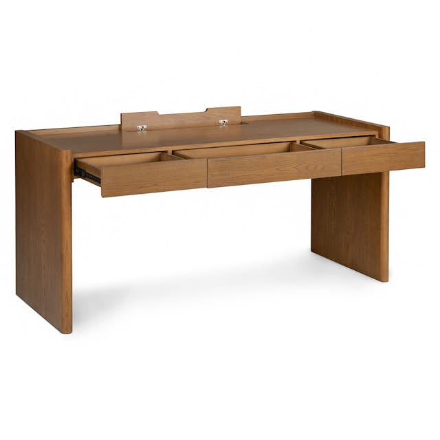 Torme Smoked Oak Scandinavian Storage Computer Desk | Article