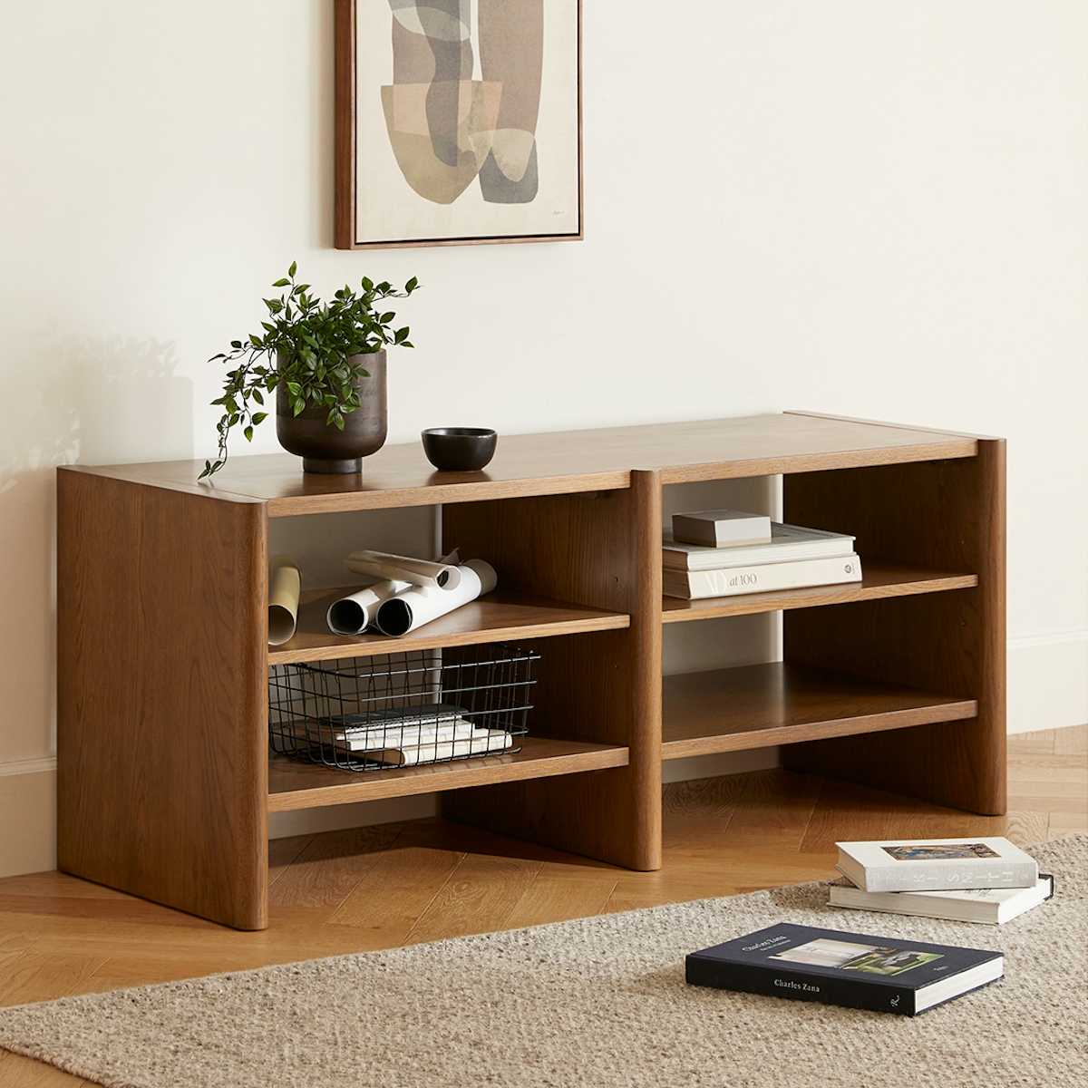 Torme Smoked Oak Short Bookcase | Article