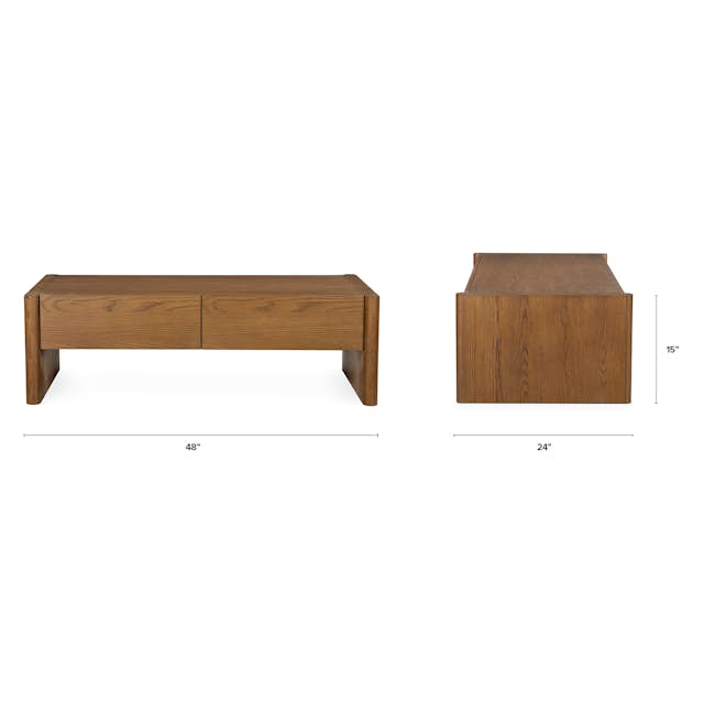 Torme Smoked Oak 2-Drawer Storage Coffee Table | Article