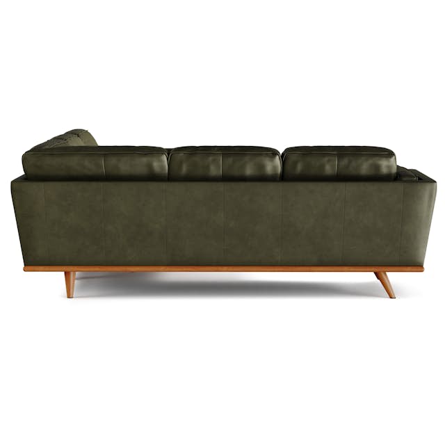 Charme Green Timber Leather Honey Oak Corner Sectional | Article