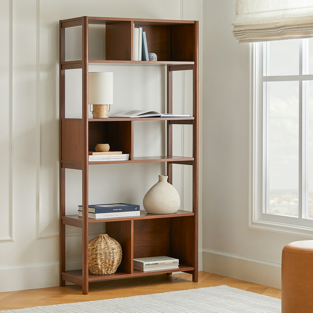Mysen Walnut Wood Tall Bookcase | Article