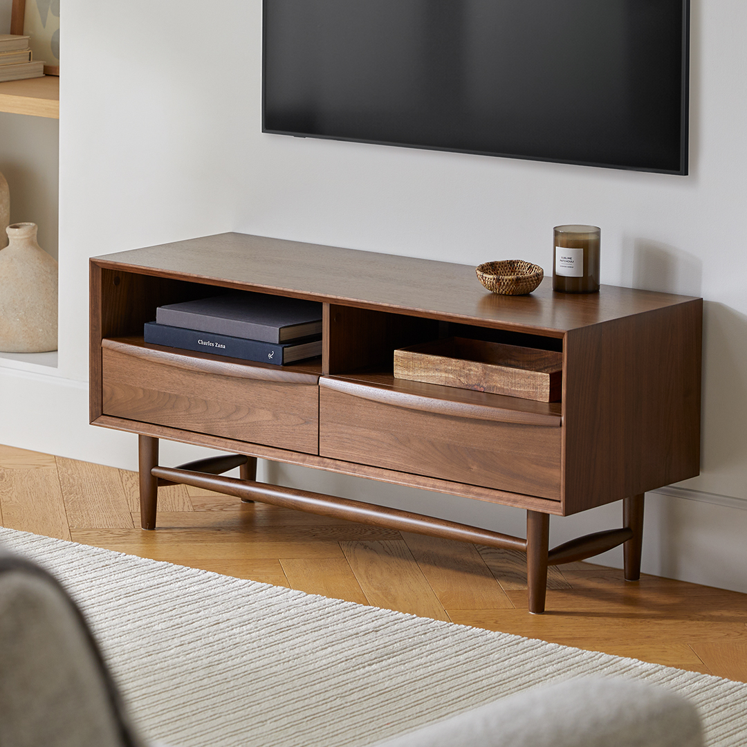 Lenia 42" Walnut Wood Media Unit w/ Storage | Article