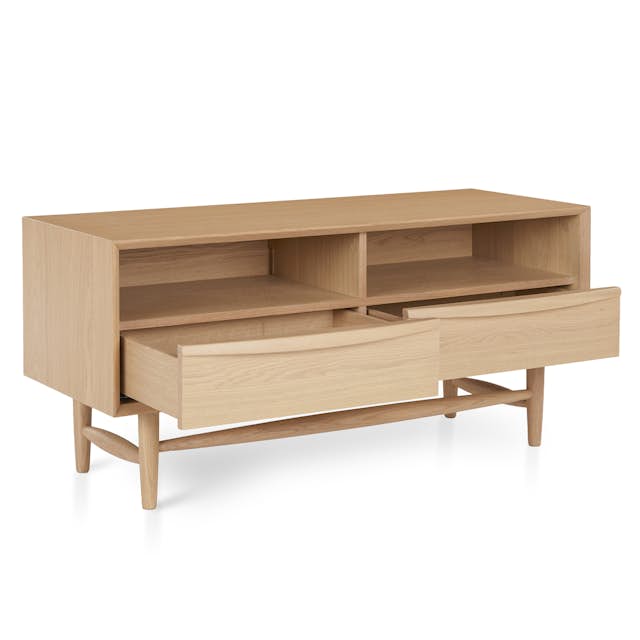 Lenia 42" White Oak Wood Media Unit w/ Storage | Article