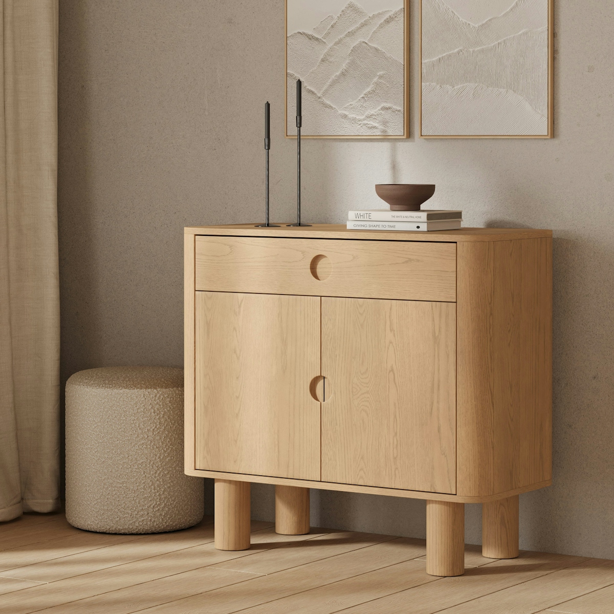 Adel White Oak Wood 38" Cabinet with Storage, FKA Muhly | Article