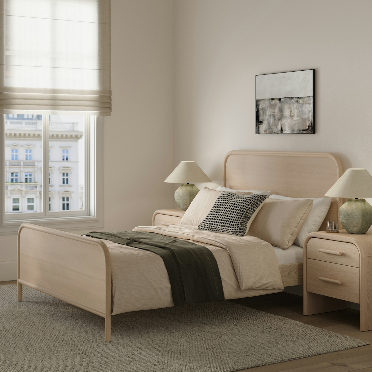 Faydra Natural Ash Solid Wood Full Bed w/ Headboard | Article