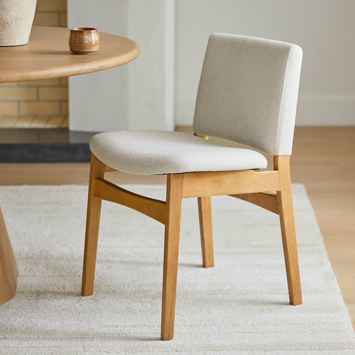 Nosh Oak Ivory Fabric Dining Chair Set of 2 | Article
