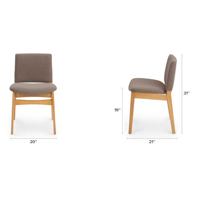 Set of 2 Nosh Oak & Ratine Brown Fabric Dining Chair | Article