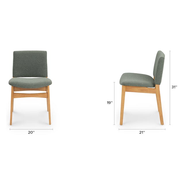 Set of 2 Nosh Oak & Hemlock Ratine Fabric Dining Chair | Article
