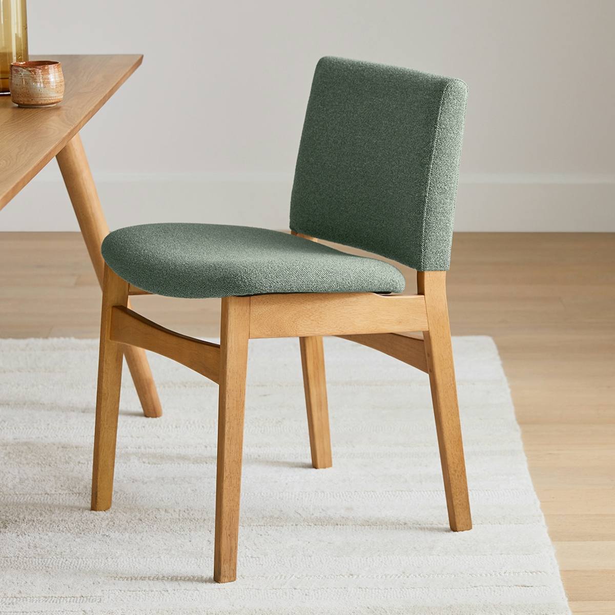 Set of 2 Nosh Oak & Hemlock Ratine Fabric Dining Chair | Article