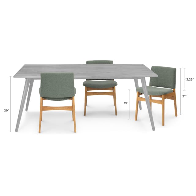 Set of 2 Nosh Oak & Hemlock Ratine Fabric Dining Chair | Article