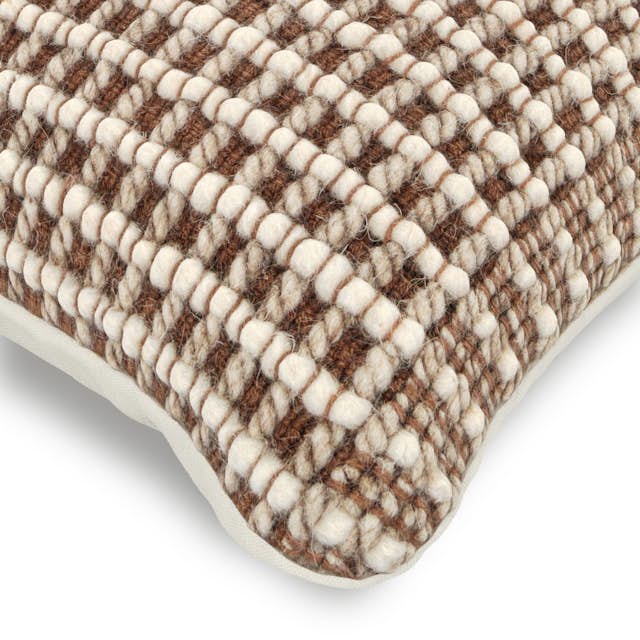 Ren Large Brown and White Handwoven Pillow, Square | Article