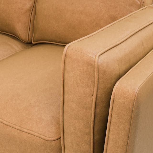 Timber Tan Italian Leather Honey Oak Base 2 Seater Loveseat Sofa ...