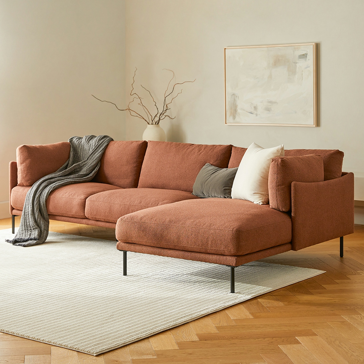 Olsen Ratine Oxide Upholstered Right Chaise Sectional | Article