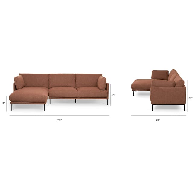 Olsen Ratine Oxide Upholstered Left Chaise Sectional | Article