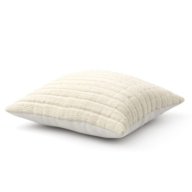 Carmine Grid White Pillow, Plush Rectangular Pattern, Cover + Insert ...