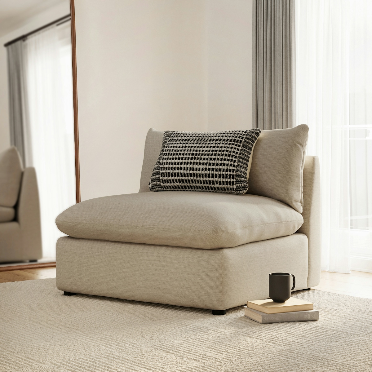 Leigh Silver Taupe Fabric Armless Lounge Chair Module | Article
