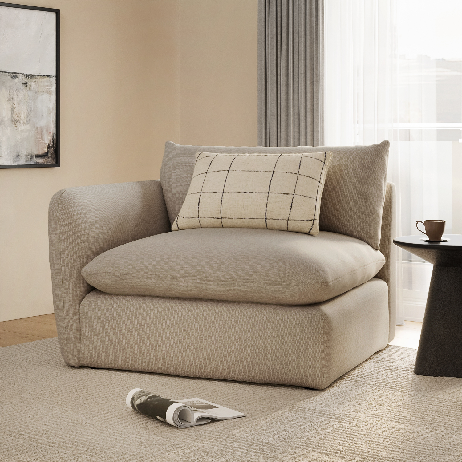 Leigh Silver Taupe Left Arm Module, Performance Fabric | Article