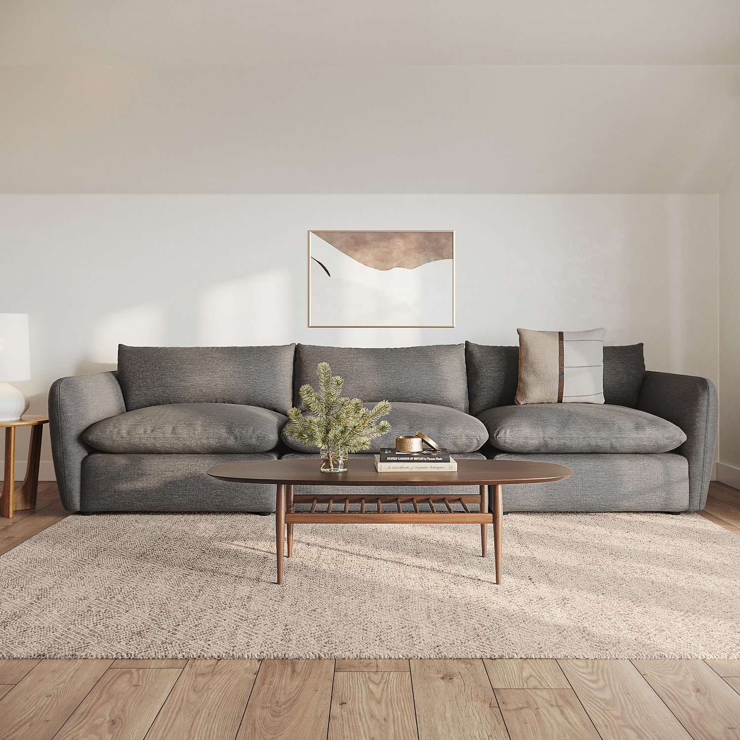 Leigh Silver Gray 132" Modular Sofa, Performance Fabric | Article