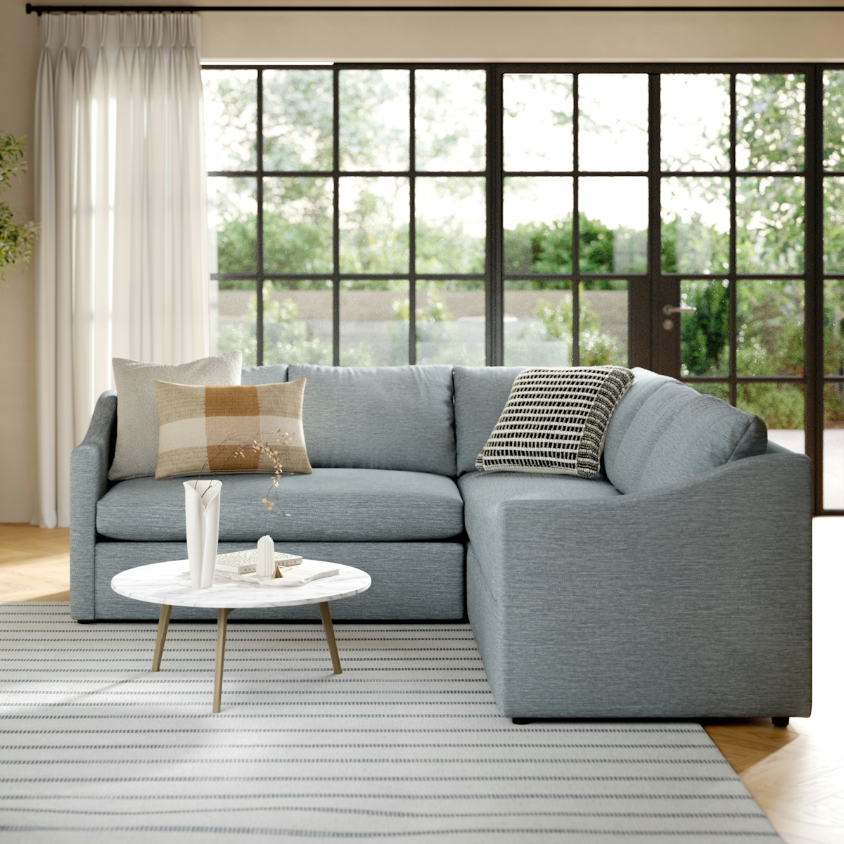 Landry Silver Light Blue Corner Sectional | Article