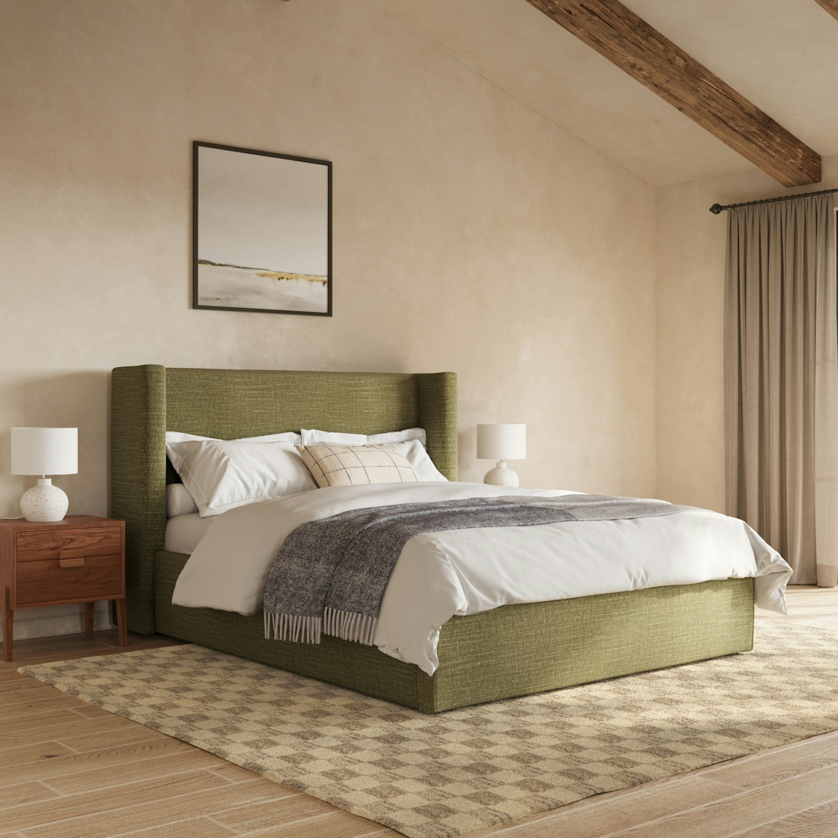 Calabri Napa Moss Green Queen Bed | Article