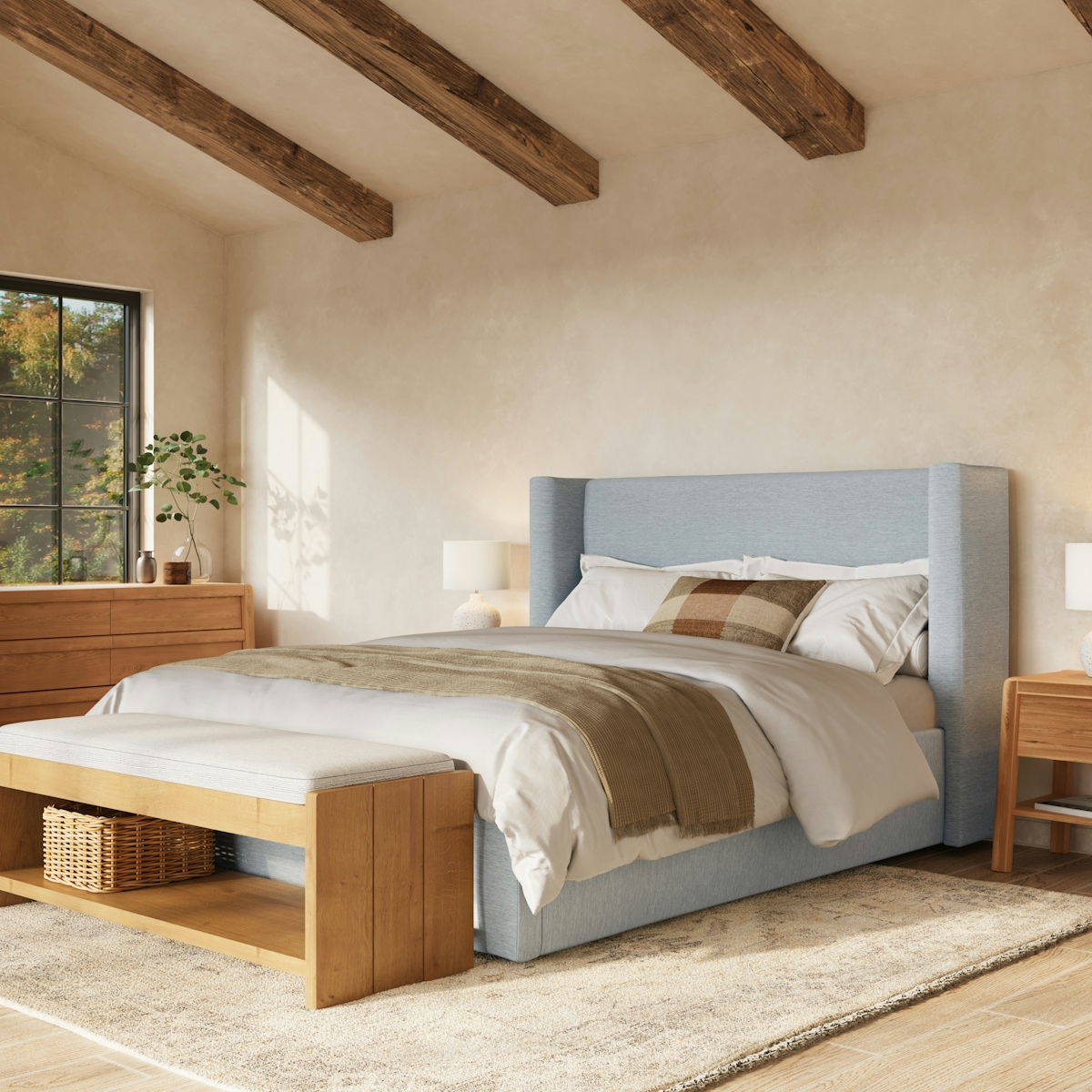 Calabri Silver Light Blue Queen Bed | Article