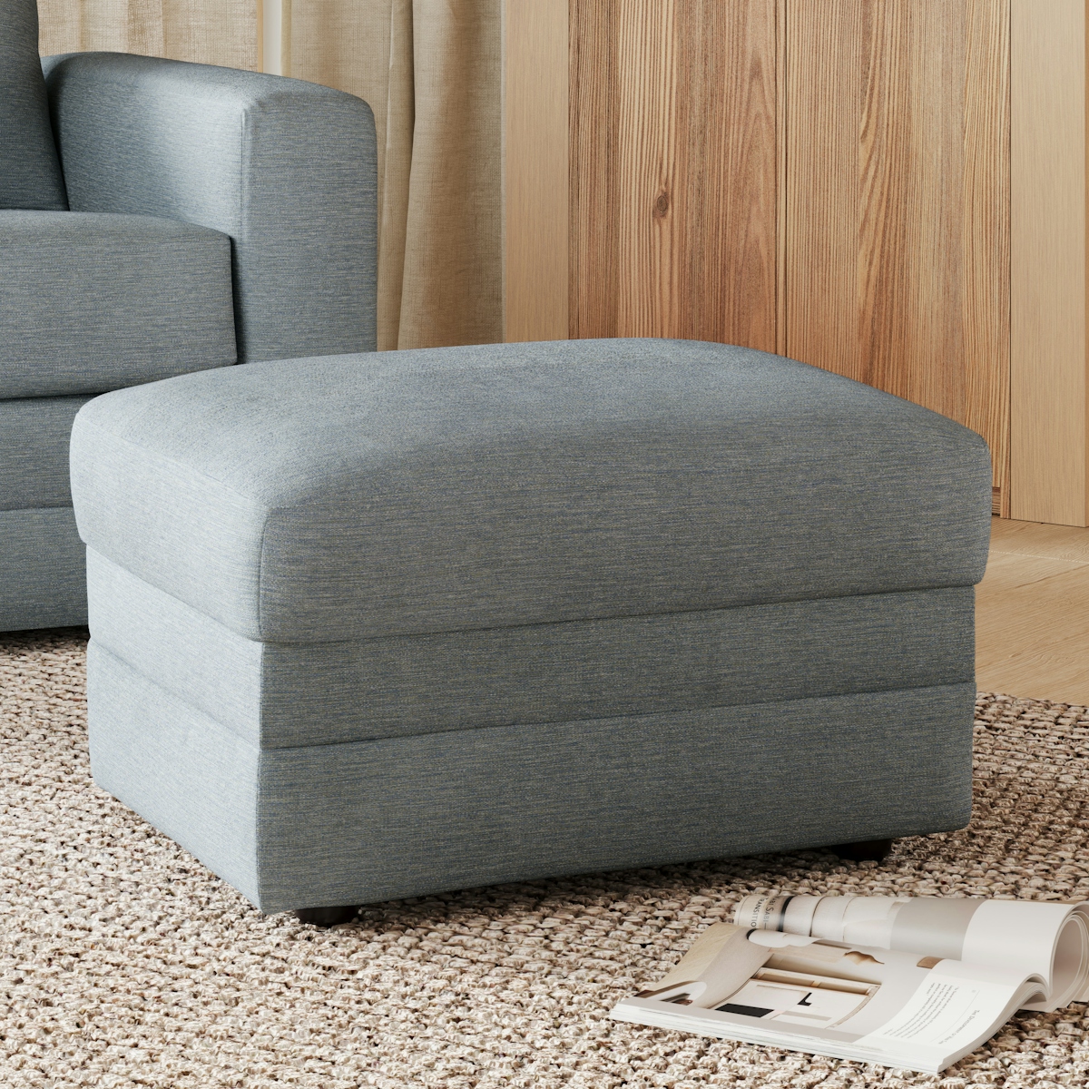 Riley Silver Light Blue Ottoman | Article
