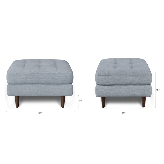 Sven Silver Light Blue Tufted Ottoman | Article