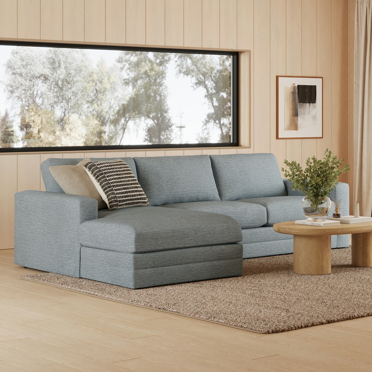 Riley Silver Light Blue Left Chaise Sectional | Article