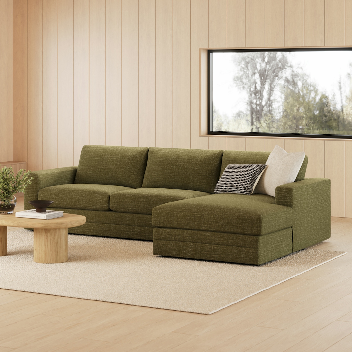 Riley Napa Moss 118.5" Right Chaise Sectional | Article